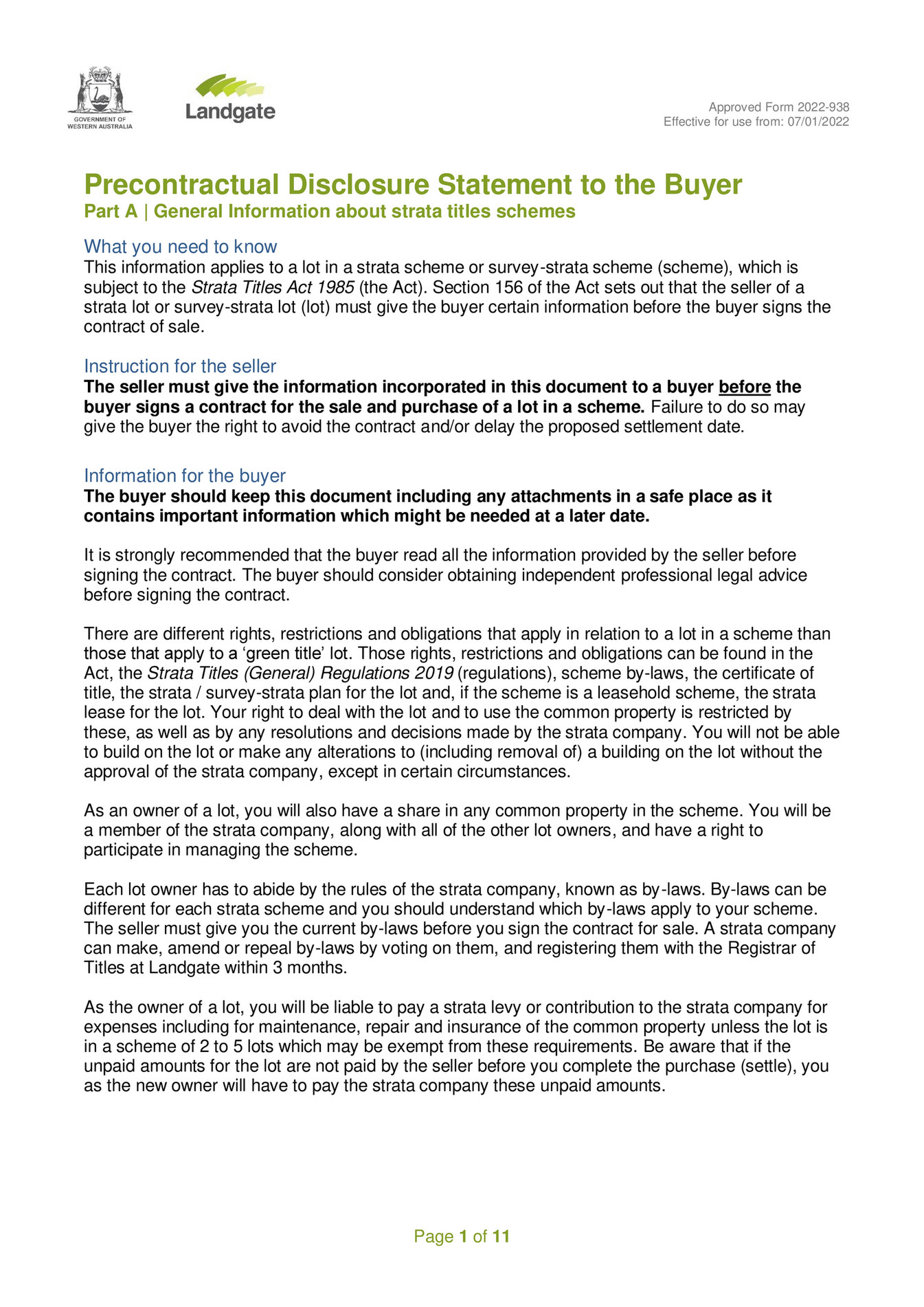 Abel Property - 335A Oxford Full Strata Disclosure Statement - Page 1 ...