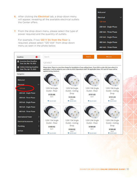 Orange County Convention Center - Exhibitor Services - Branded Online Ordering Guide - Page 10-11