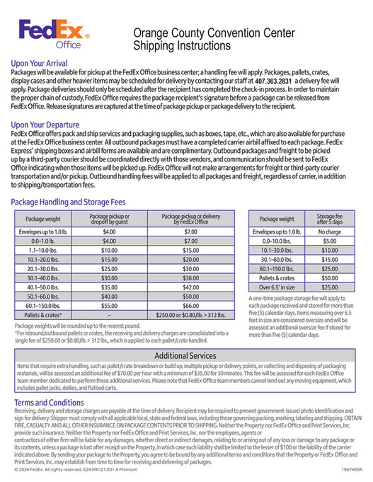 Orange County Convention Center - FedEx | Shipping Instructions - OCCC ...