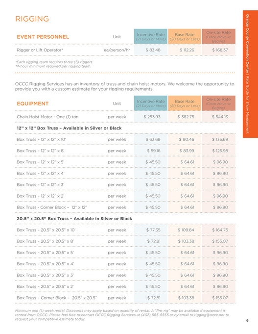 Orange County Convention Center - Event Management - OCCC Rate Guide ...