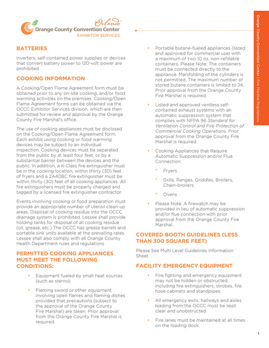 Orange County Convention Center - OCCC Fire Marshal Guidelines - Page 1