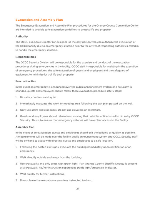 Orange County Convention Center Security Guidelines and Emergency ...