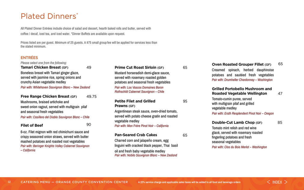 Orange County Convention Center Catering Menu Centerplate Sodexo Live ...