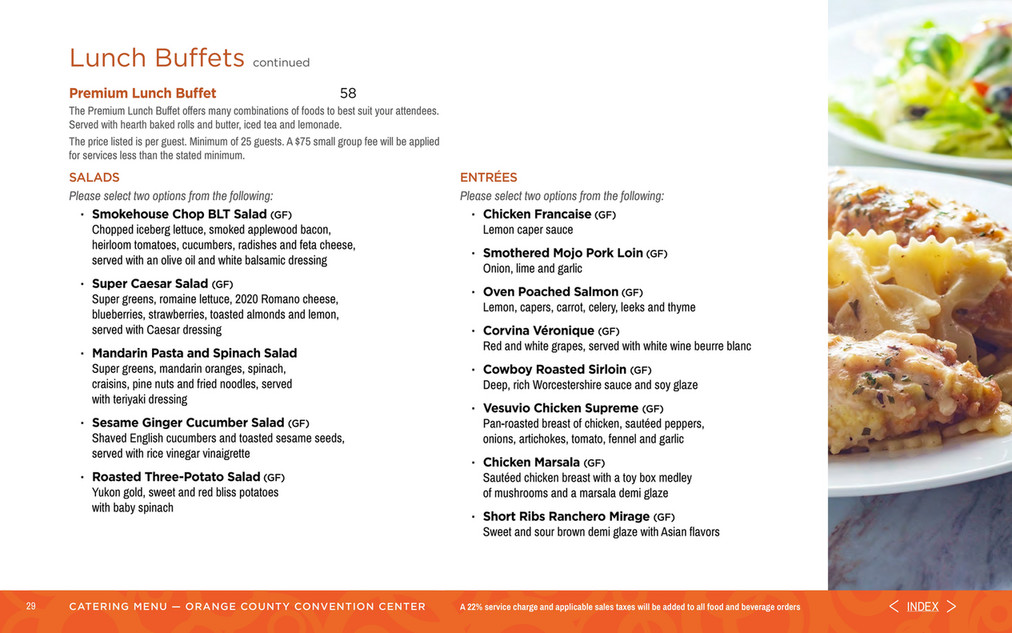 Orange County Convention Center Catering Menu Centerplate Sodexo Live ...