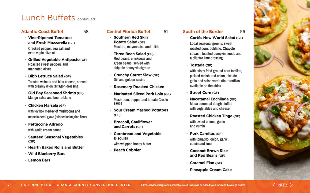 Orange County Convention Center Catering Menu Centerplate Sodexo Live ...