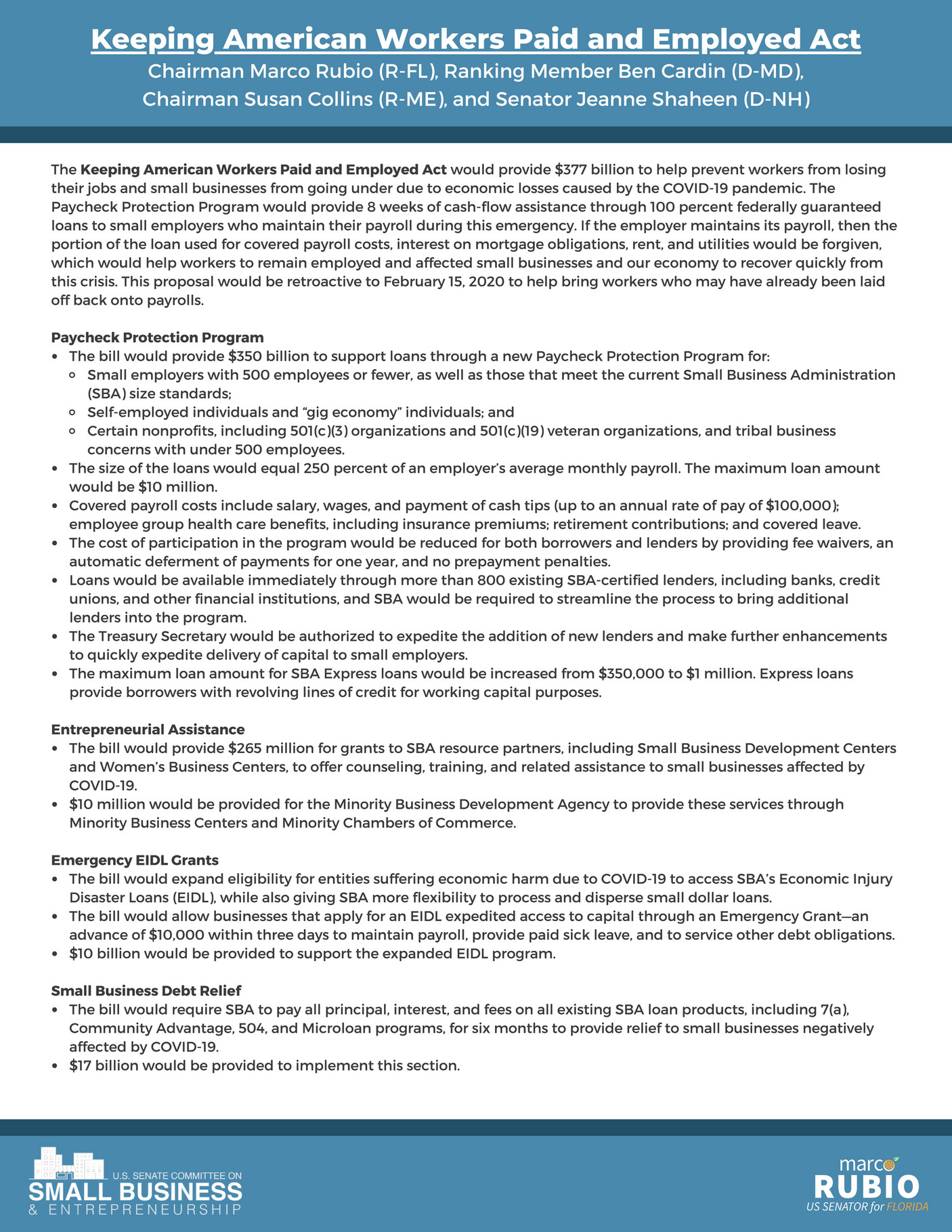 OnPoint - Keeping Workers Paid and Employed Act One Pager - Page 1 ...