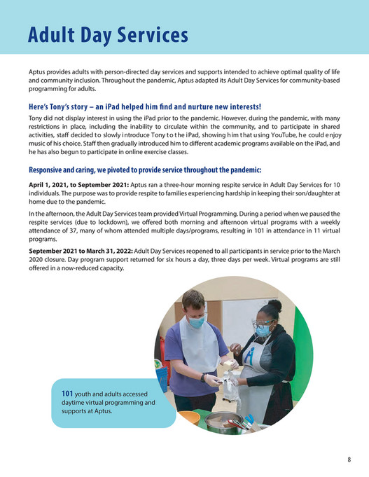 Aptus Treatment Centre - 2021-2022 Aptus Annual Report - Page 10-11 ...