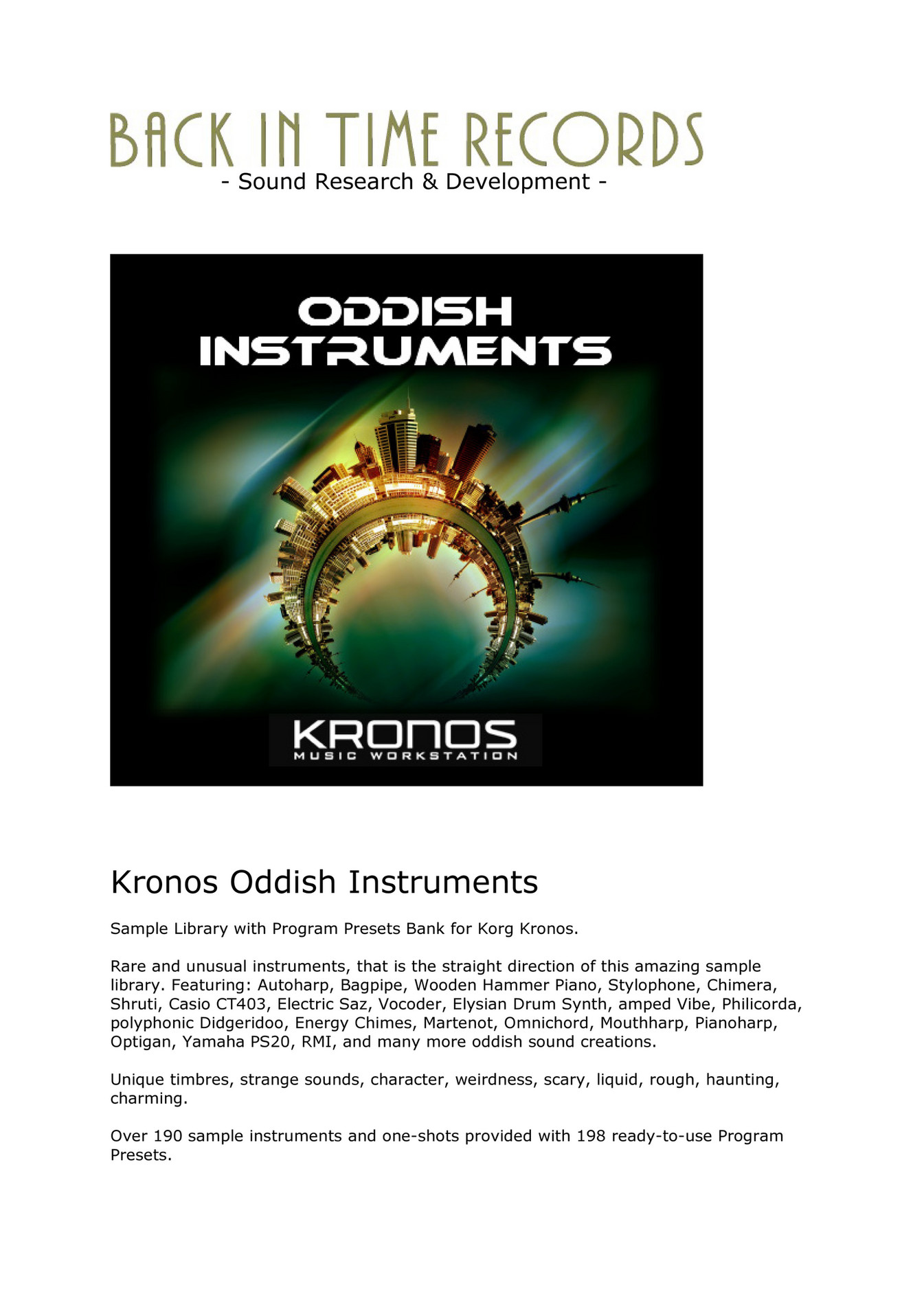 Back In Time Records - Kronos Oddish Instruments Complete Content ...
