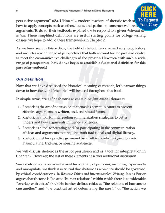 Kendall Hunt Publishing - Rhetoric and Arguments: A Primer in Ethical ...