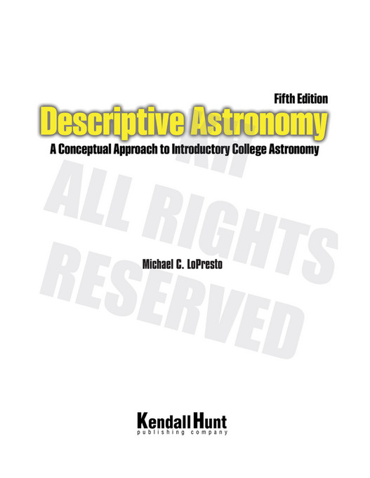 Kendall Hunt Publishing - Descriptive Astronomy: A Conceptual Approach ...