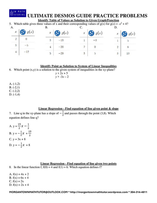 My publications - Ultimate Desmos Guide Practice Problems - Page 2 - Created with Publitas.com
