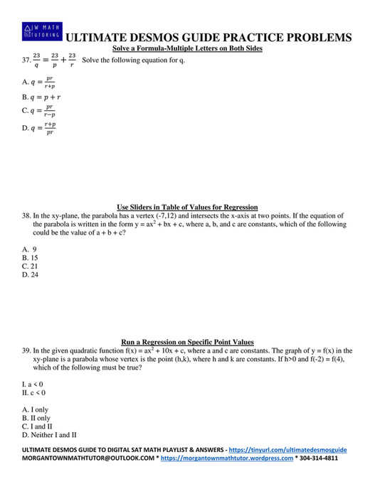My publications - Ultimate Desmos Guide Practice Problems - Page 11 - Created with Publitas.com