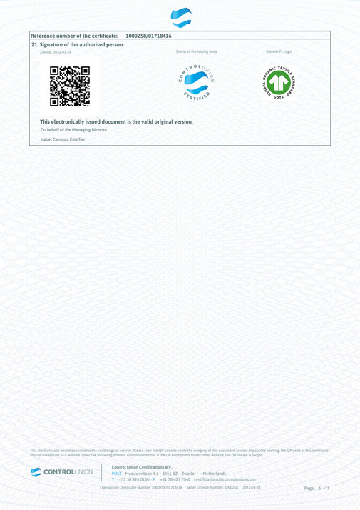Huel - GOTS Organic Verified - Becri Transaction Certificate III - Page ...