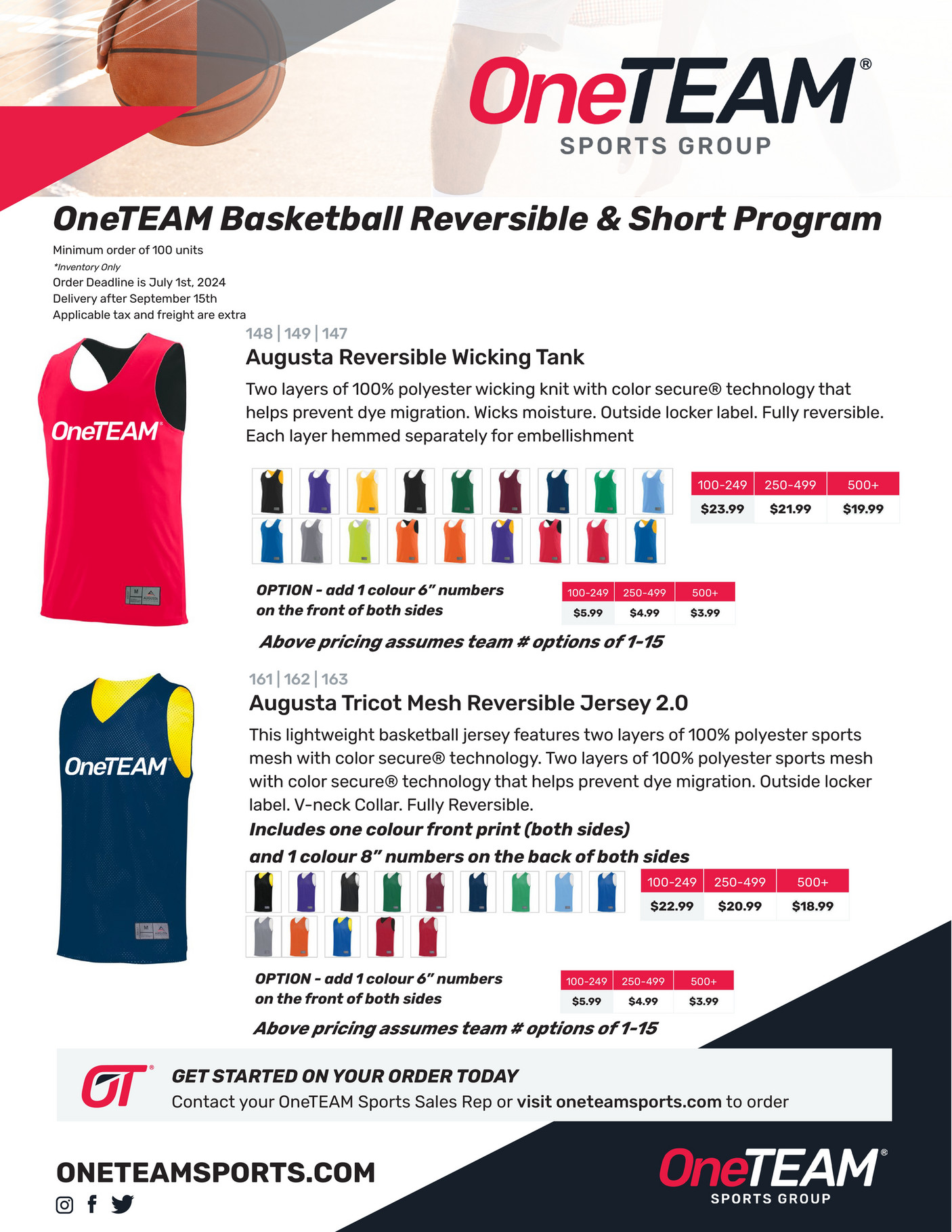 ONETeam Sports Group - 2024 OTS Club Basketball Reversible Jersey ...