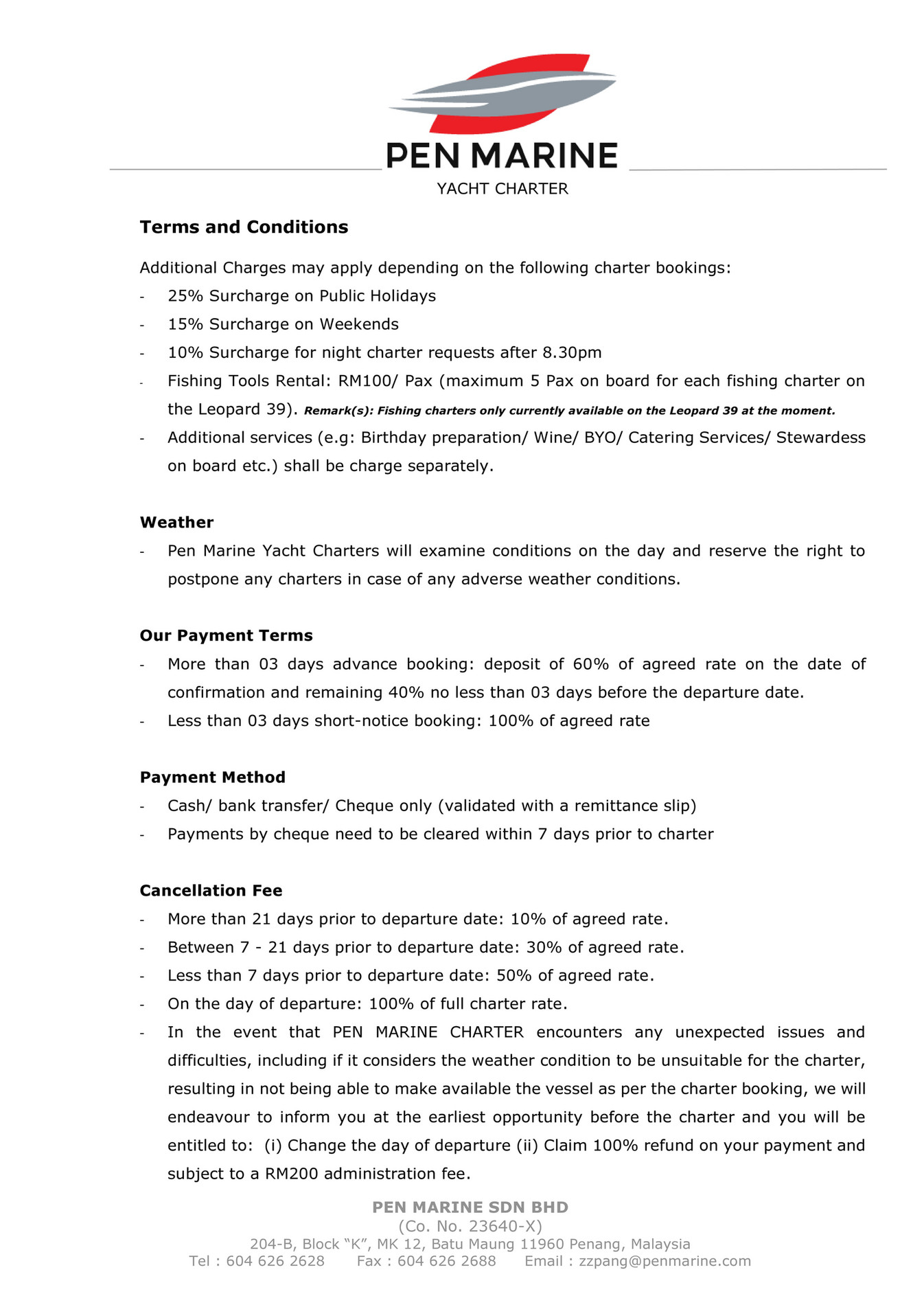 PEN MARINE SDN BHD Terms And Conditions Page 1 Created With