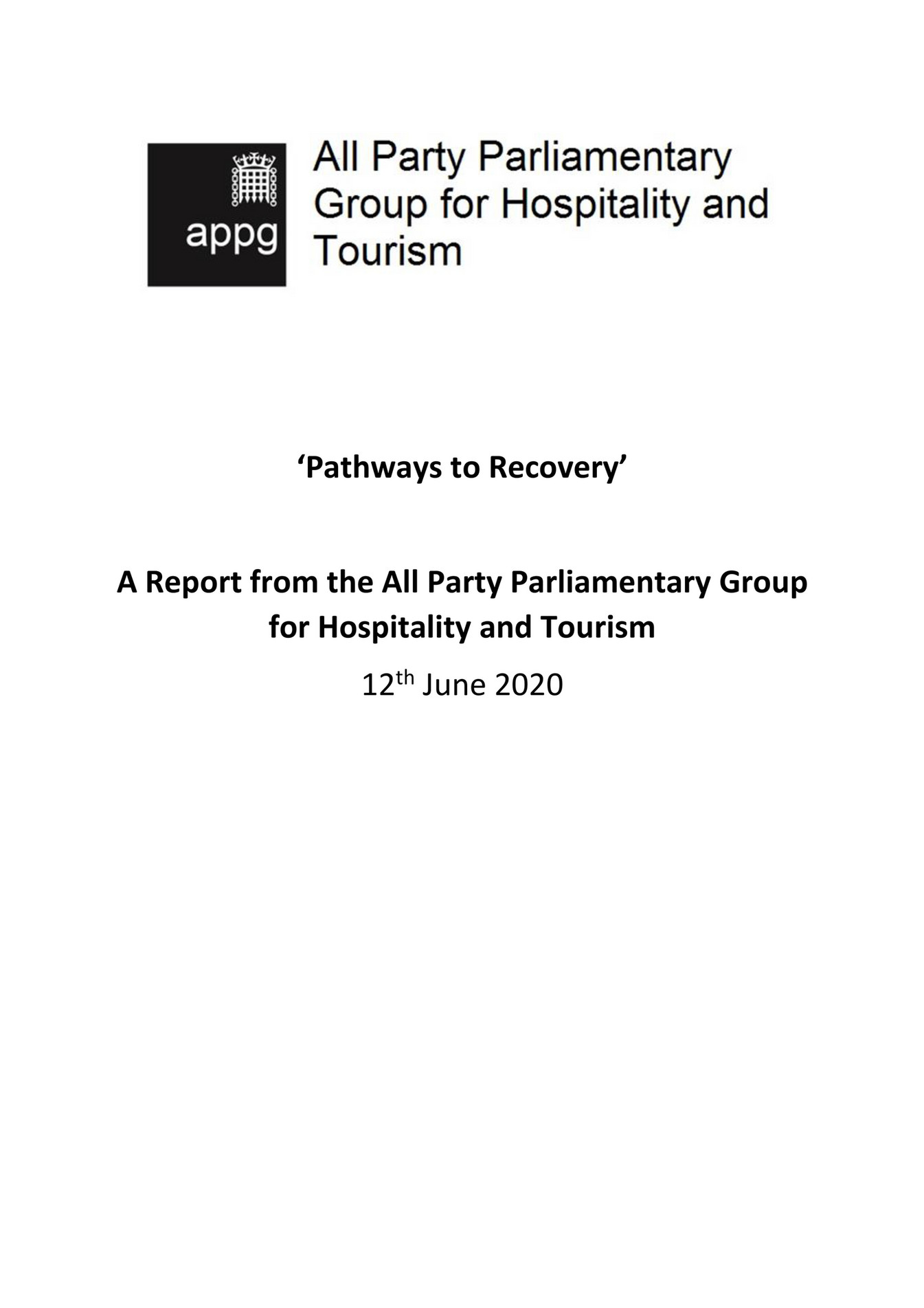 UKHospitality - APPG Report - Pathways to Recovery - Page 1