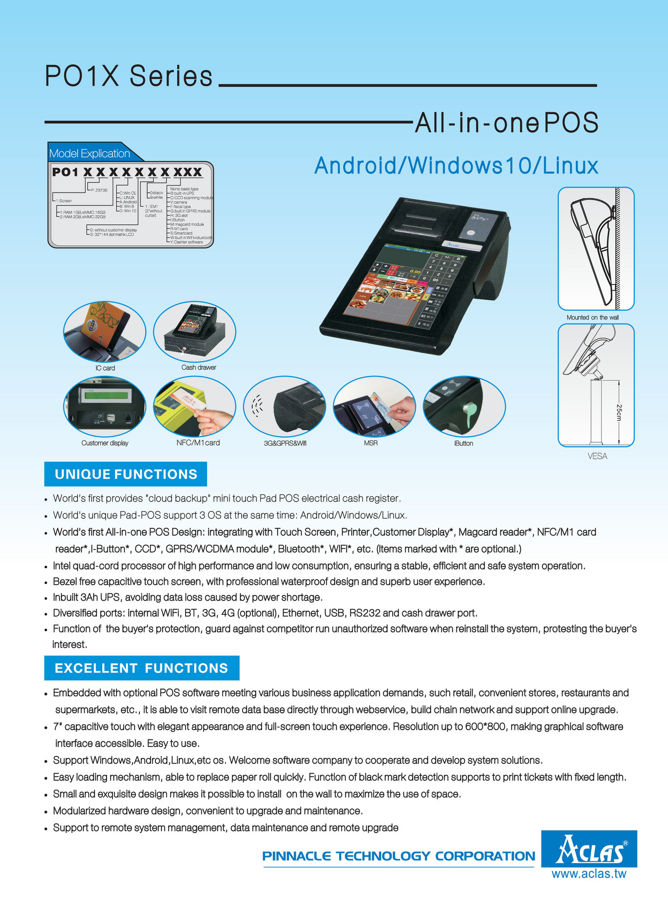 Xiamen Pinnacle Electrical Co., Ltd - PO1X Android POS - Page 1 ...