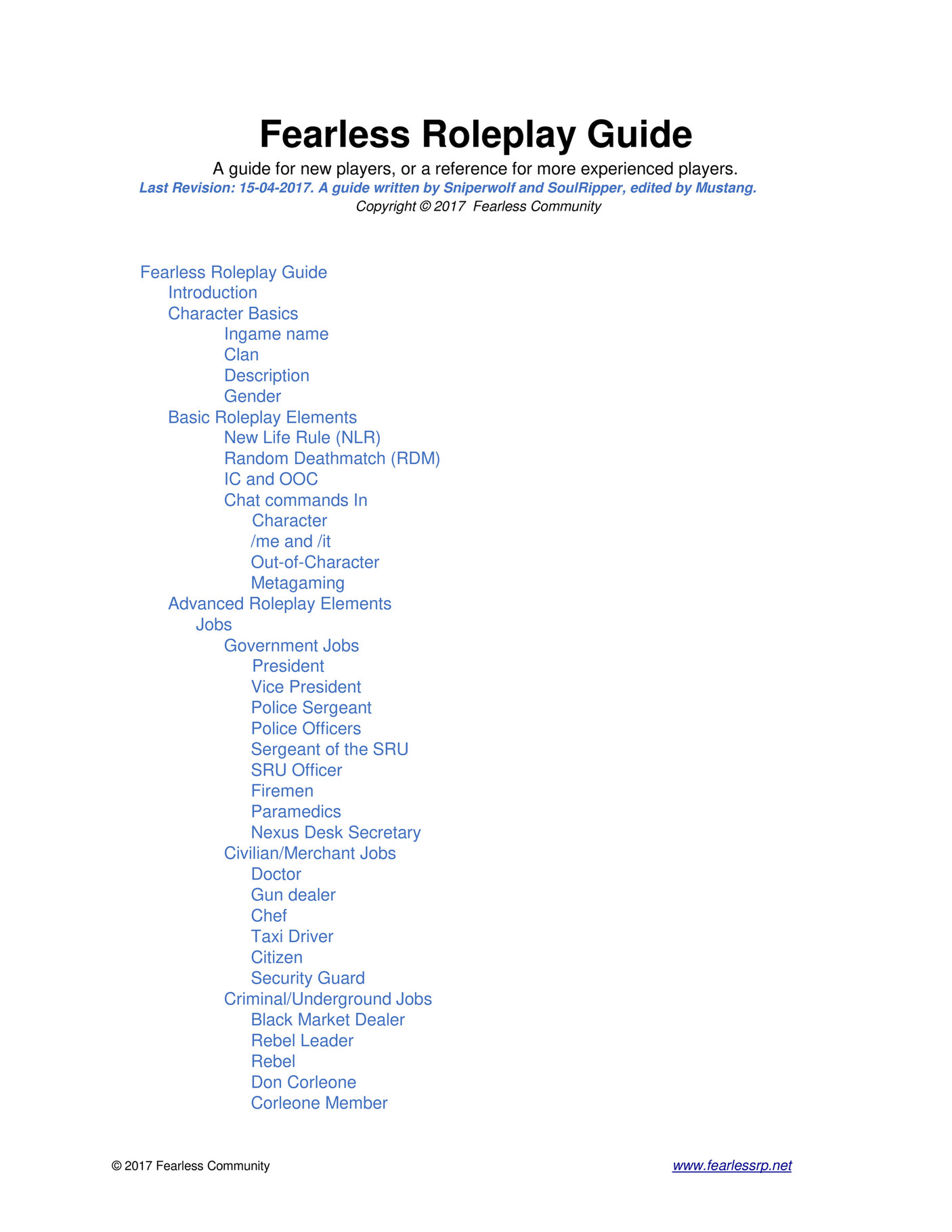 My publications - Roleplay Guide - Updated - Page 2-3 - Created with ...