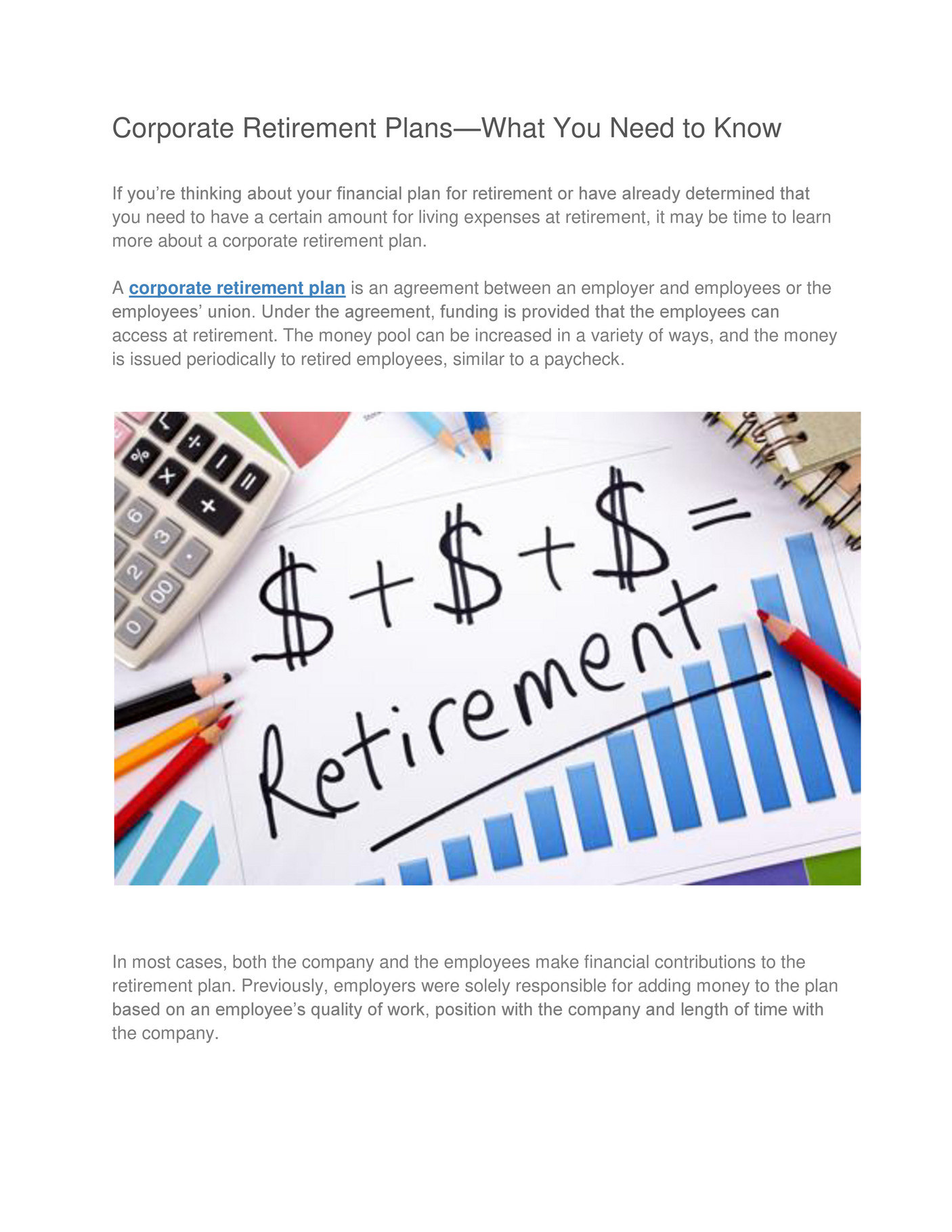 GIT - Corporate Retirement Plans—What You Need to Know - Page 1 ...