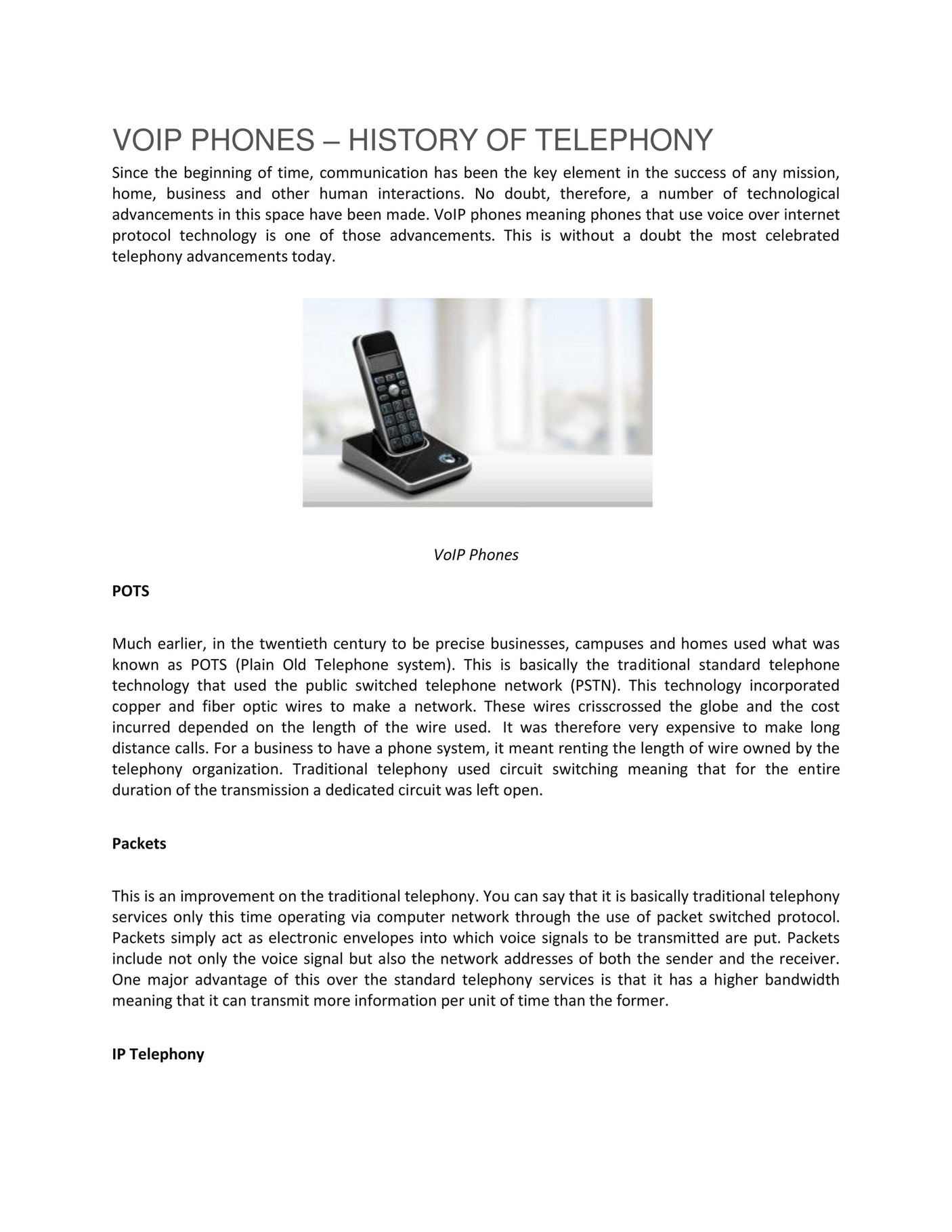GIT - VOIP PHONES – HISTORY OF TELEPHONY - Page 1 - Created with ...