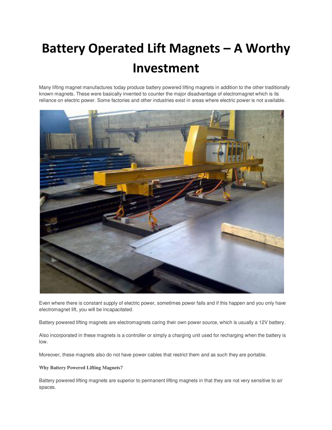 GIT - Battery Operated Lift Magnets – A Worthy Investment - Page 1 ...
