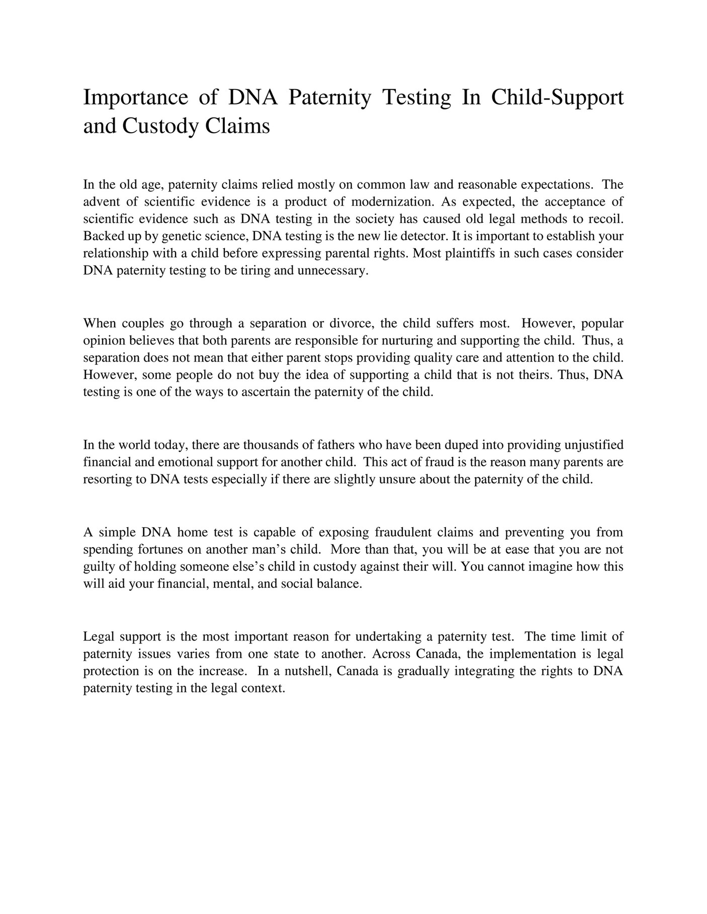 GIT - Importance of DNA Paternity Testing In Child-Support and Custody ...