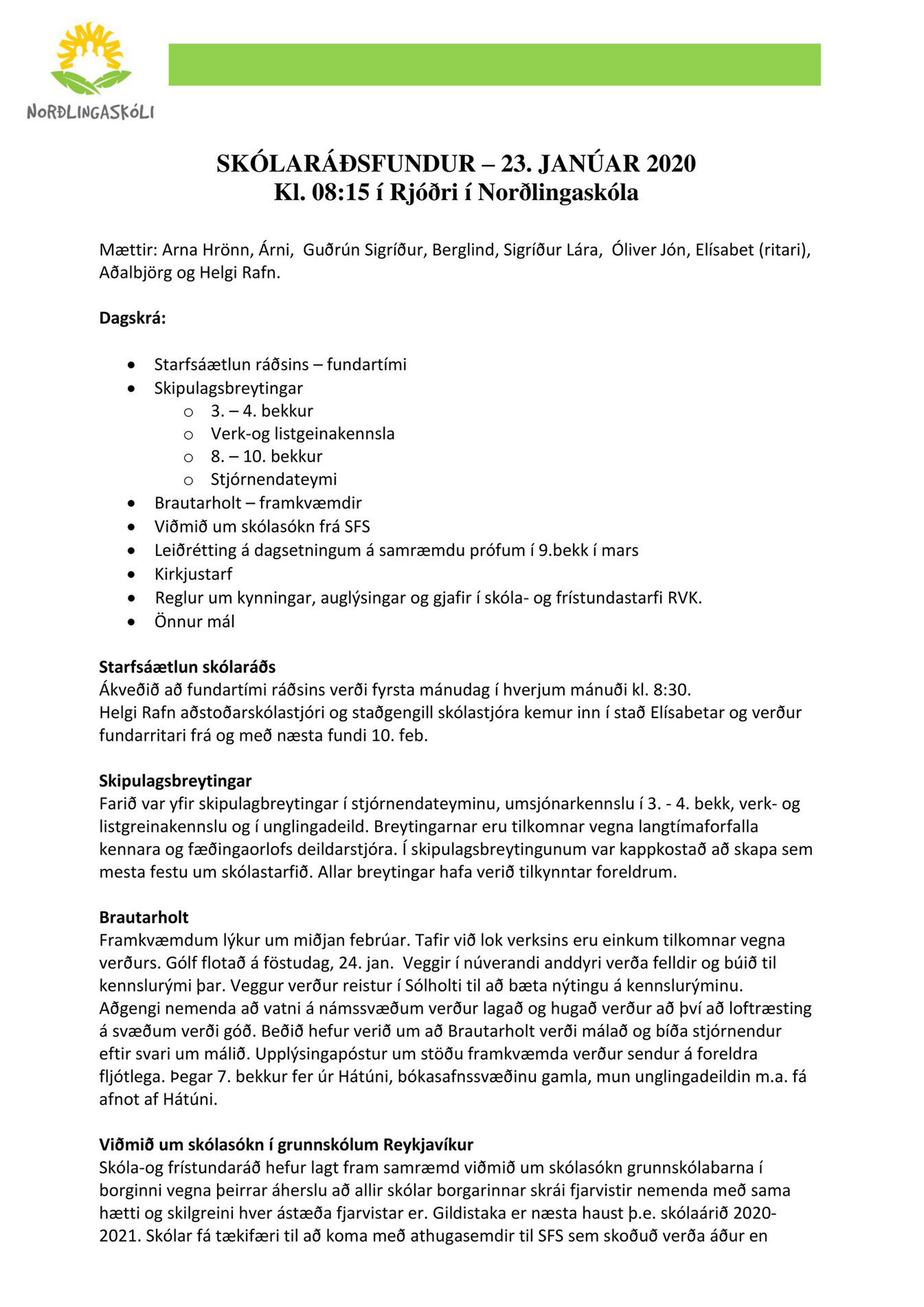 Norðlingaskoli - 23. janúar 2020 - fundargerð - Page 2 - Created with ...