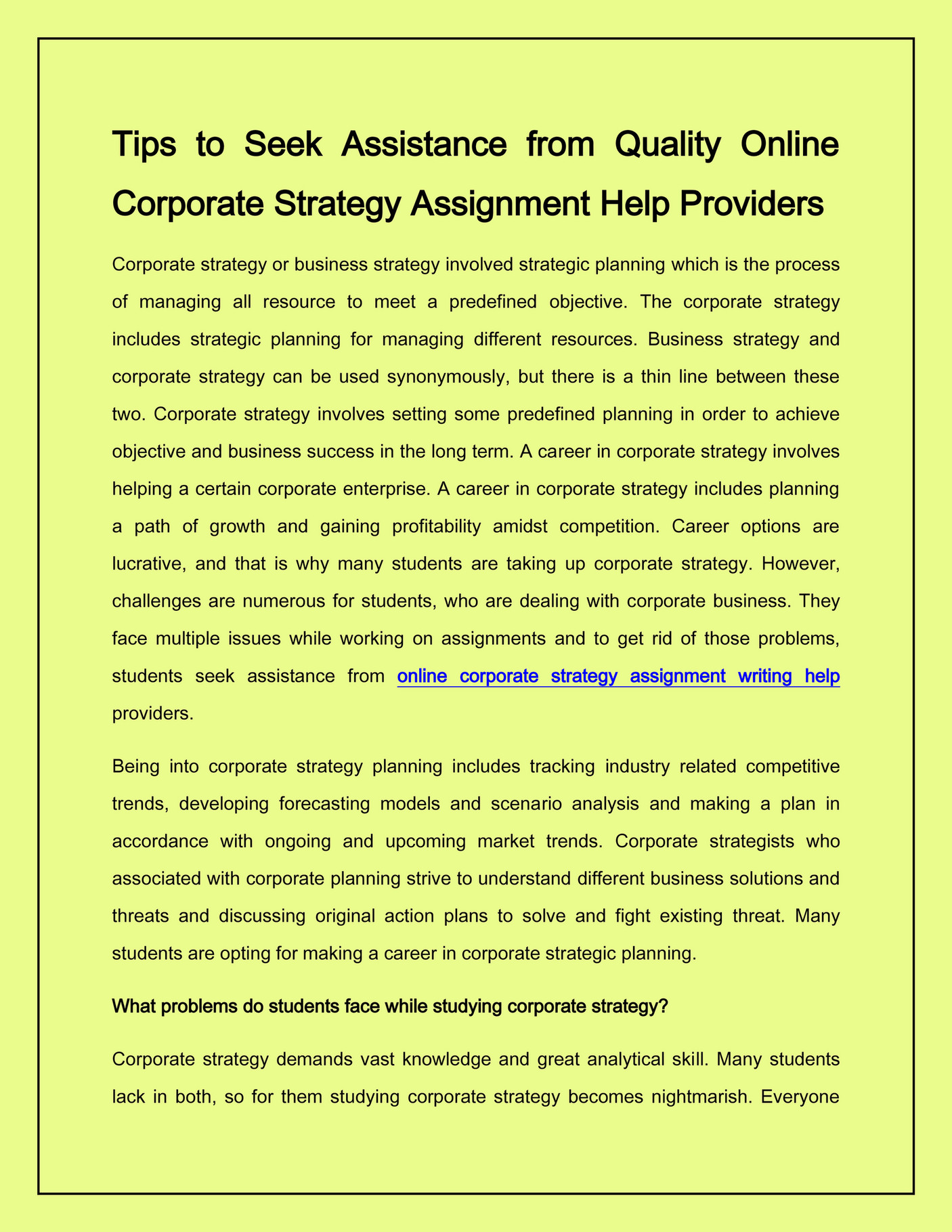 Myassignmenthelp Corporate Strategy Assignment Help Page 1