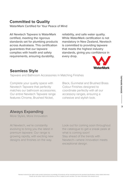 Newtech Bathroomware - Tapware Brochure - Page 2-3