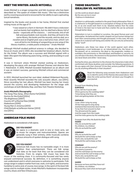 New York Theatre Workshop - The Brief Study Guide - Hadestown - Page 2 ...