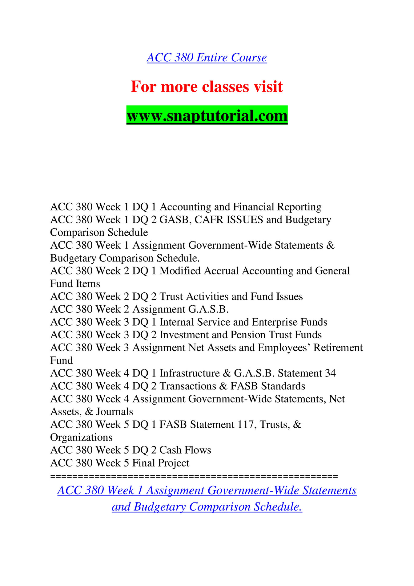My publications - ACC 380 help A Guide to career/Snaptutorial - Page 1 ...