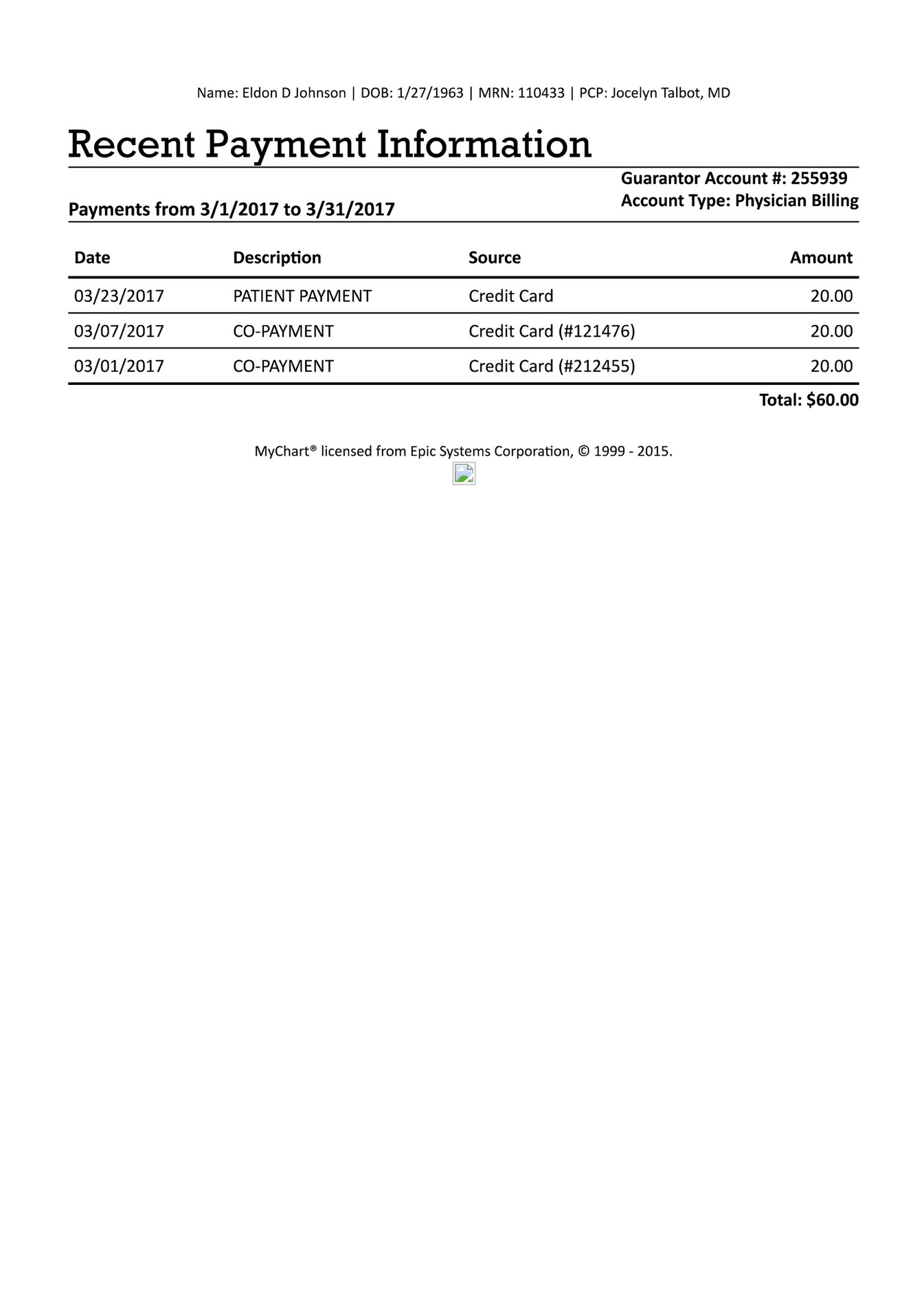 Prindle Mountain Primitives - MyChart - Recent Payment - Page 1 ...