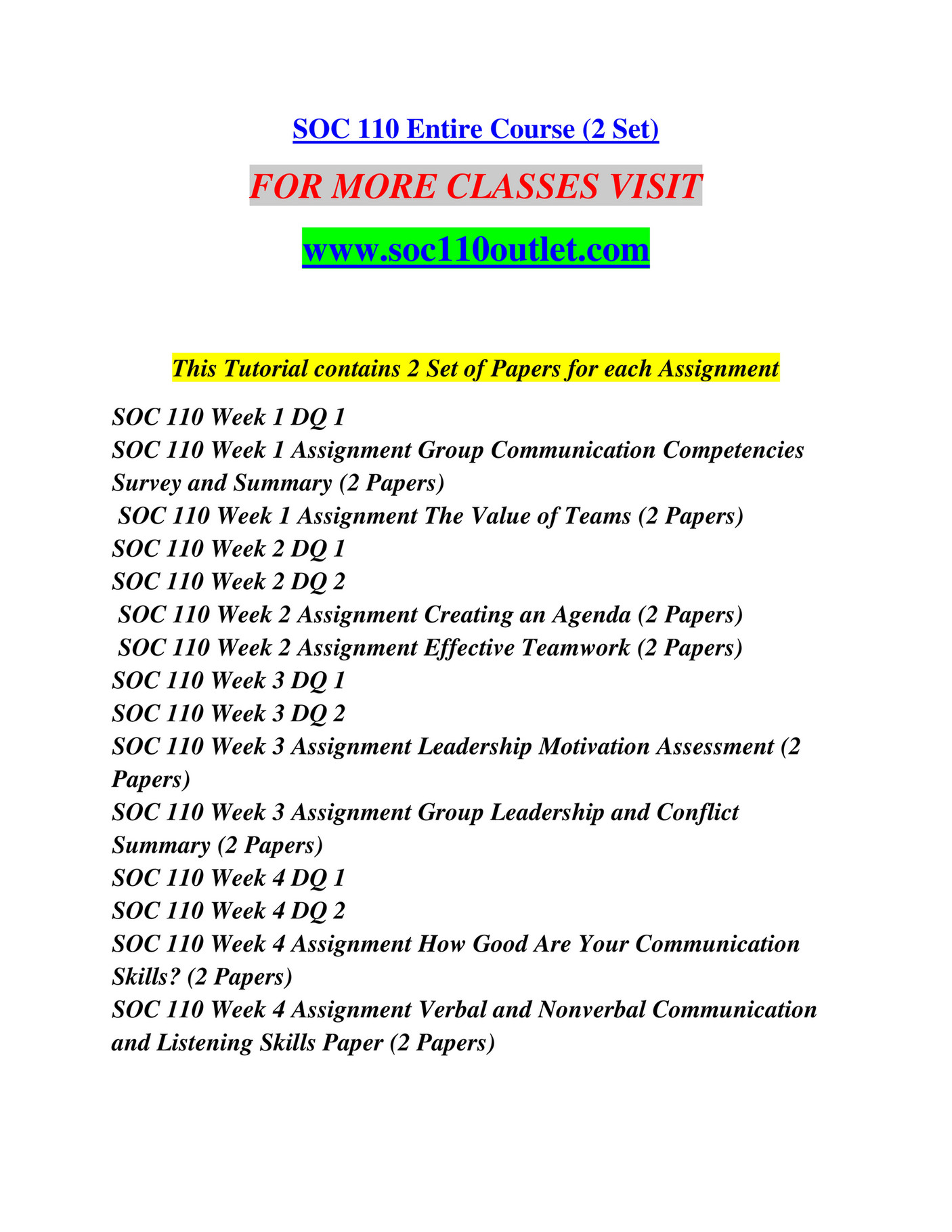 My publications - SOC 110 OUTLET creative knowledge /soc110outlet.com ... My publications - SOC 110 OUTLET creative knowledge /soc110outlet.com ...