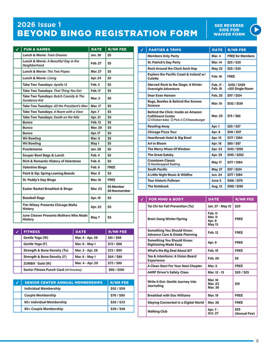 Lisle Park District - LisleSeniorCenter-2026BeyondBingo-Issue1 - Page 6-7