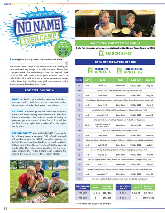 Lisle Park District's 2026 Summer Program Guide - Page 18-19