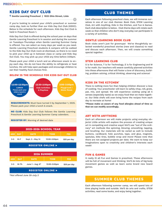 Lisle Park District's 2026 Summer Program Guide - Page 42-43