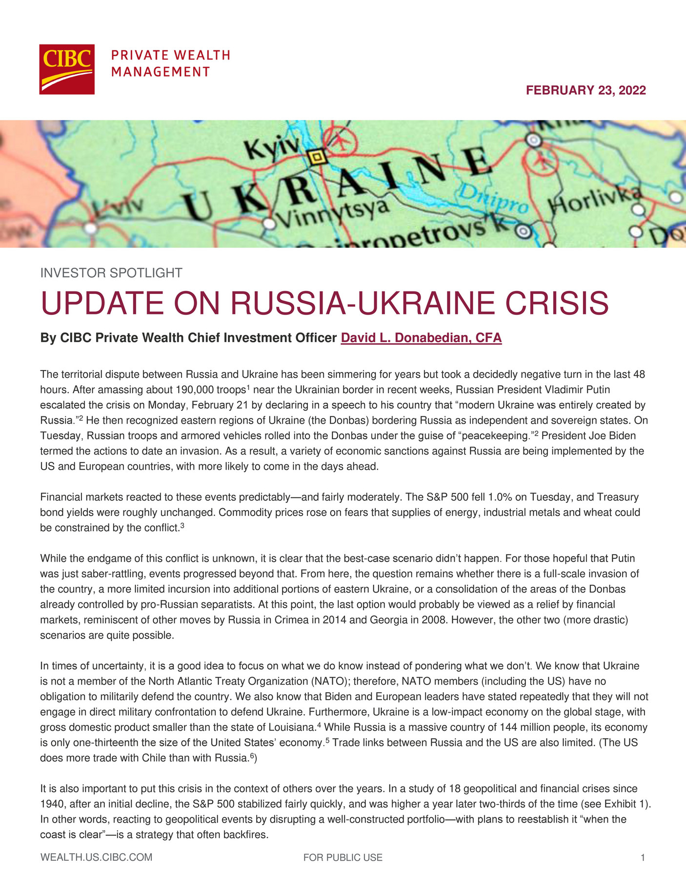 Update on Russia-Ukraine Crisis - CIBC Private Wealth - Page 1