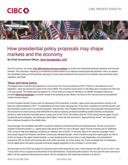 CIBC US - How presidential policy proposals may shape markets and the ...