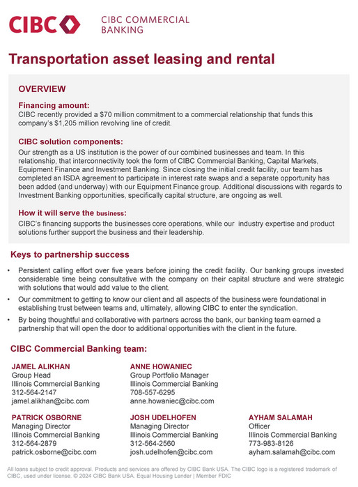 CIBC US - Transportation asset leasing and rental - CIBC case studies ...