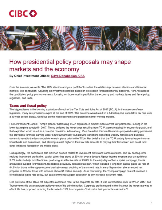 CIBC US - How presidential policy proposals may shape markets and the ...