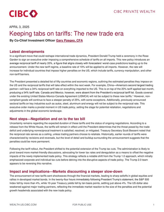 Keeping tabs on tariffs: The new trade era - Page 1