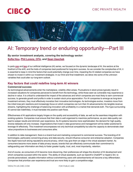 CIBC US - AI: Temporary trend or enduring opportunity - Part III - Page 1