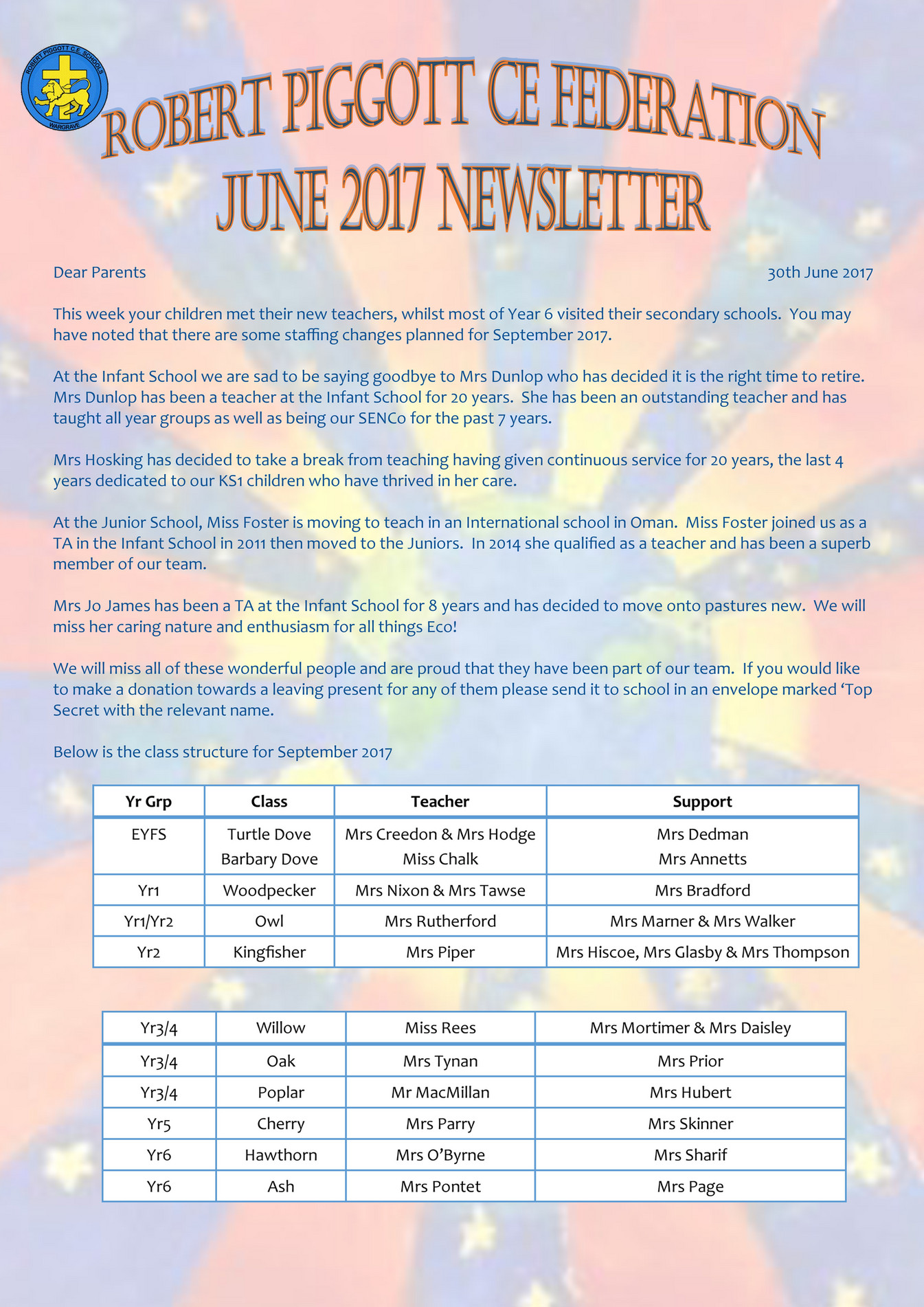 Robert Piggott Primary Schools - Robert Piggott CE Federation June-2017 ...