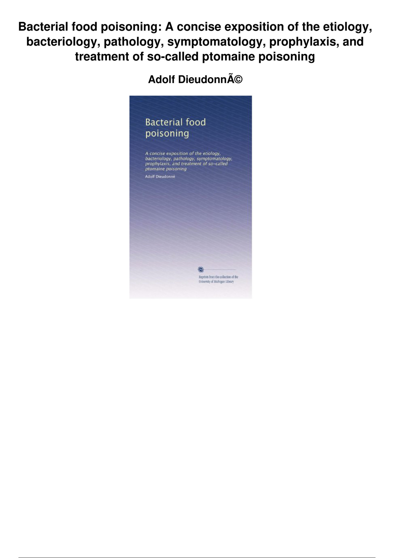 armmyyhh - Bacterial Food Poisoning A Concise Exposition Of The ...