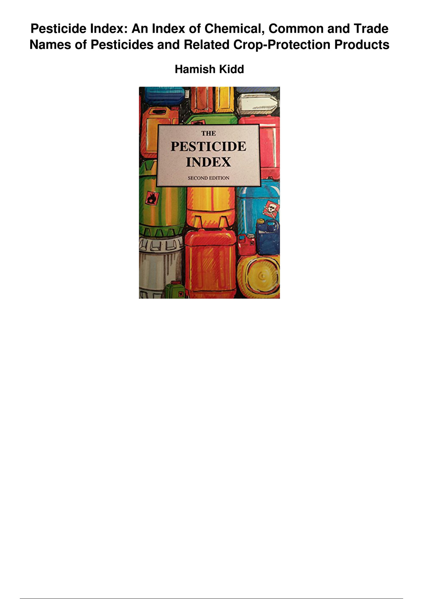 Hornick - Pesticide Index An Index Of Chemical Common And Trade Names ...