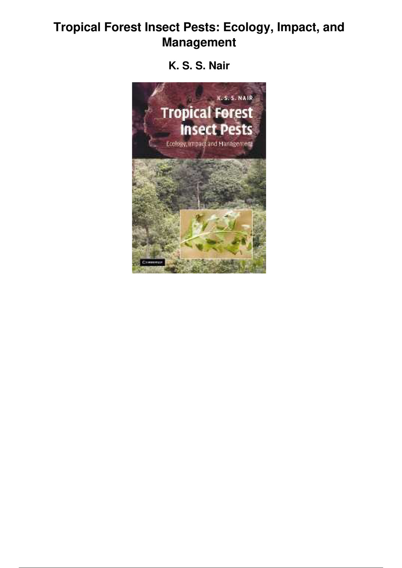 Lorenz - Tropical Forest Insect Pests Ecology Impact And Management_PDF ...