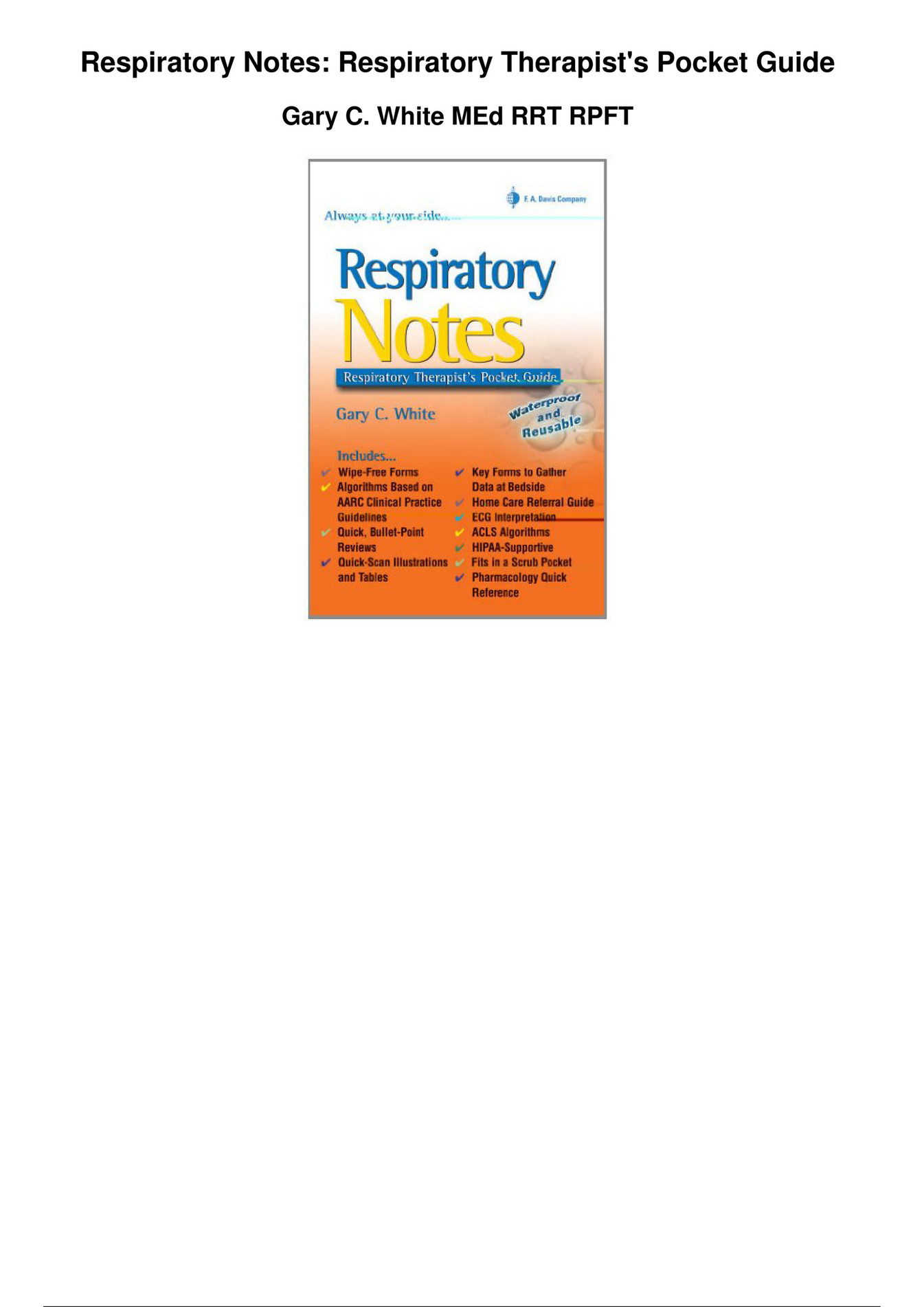 Pines - Respiratory Notes Respiratory Therapists Pocket Guide_PDF ...