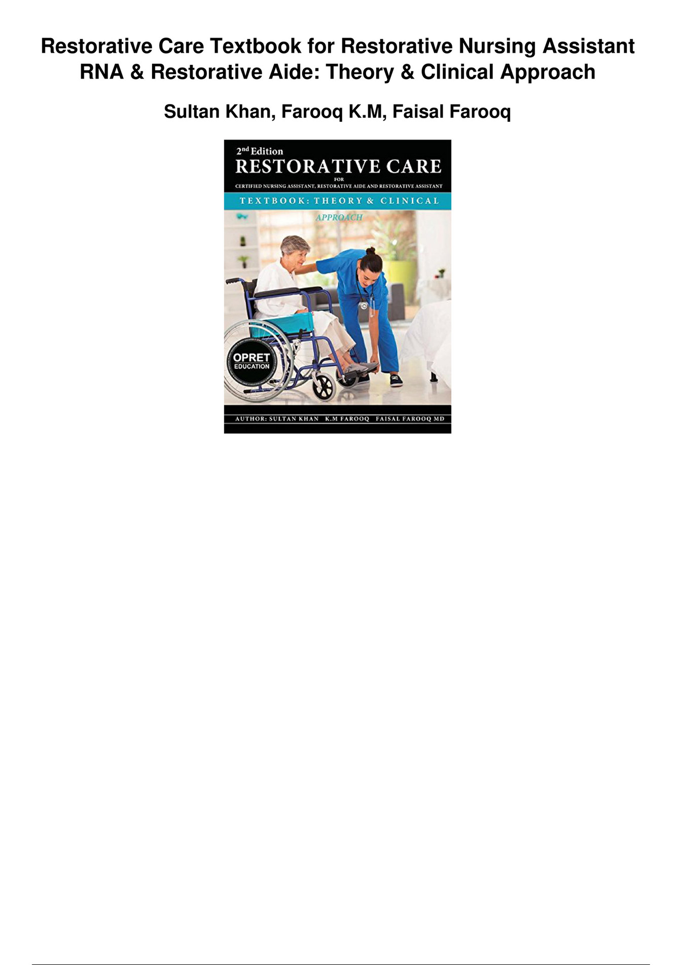 Pines - Restorative Care Textbook For Restorative Nursing Assistant Rna ...