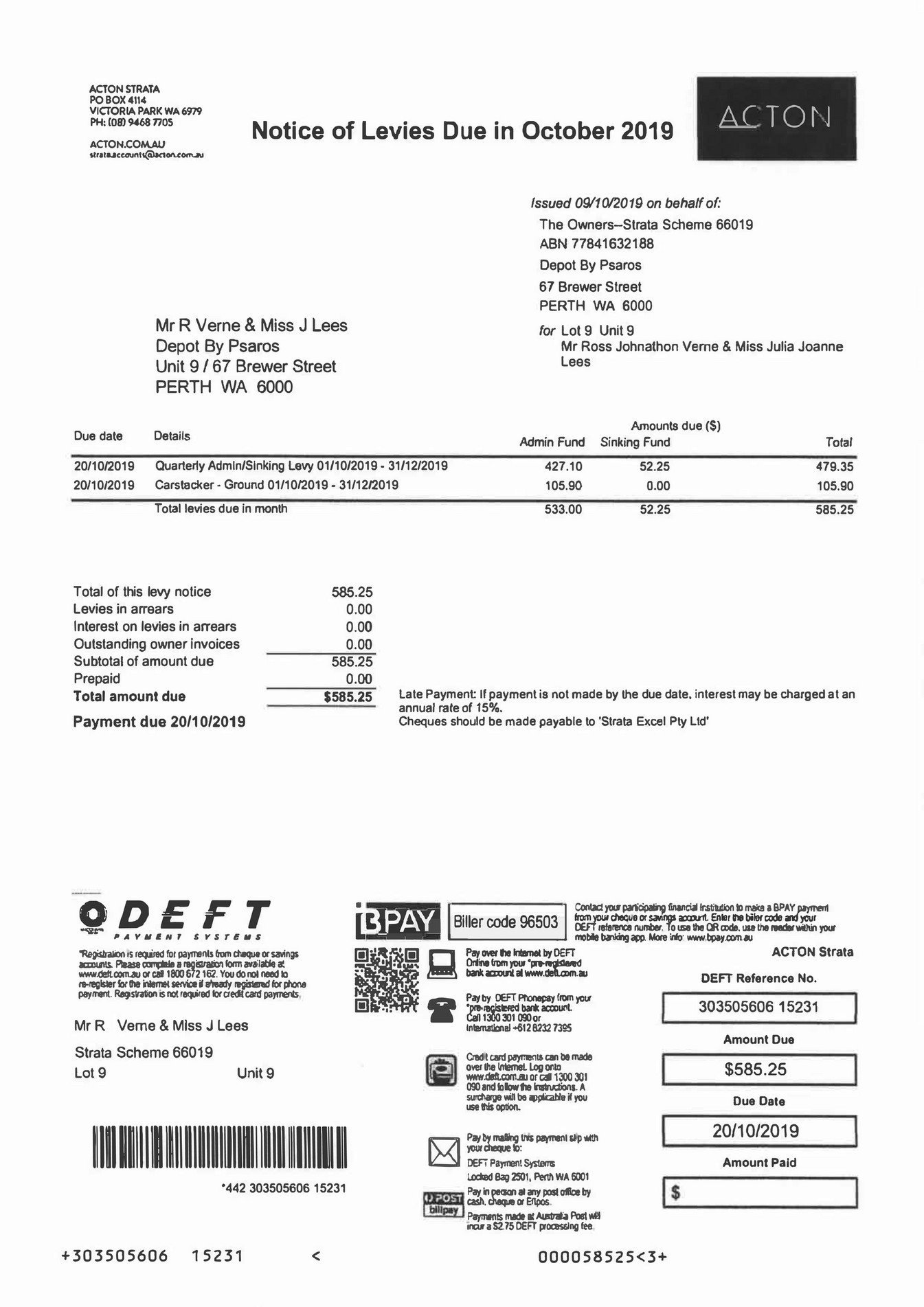 TeamIaconi - 2-67 Brewer Oct 2019 strata levy invoice001-111 - Page 1 ...