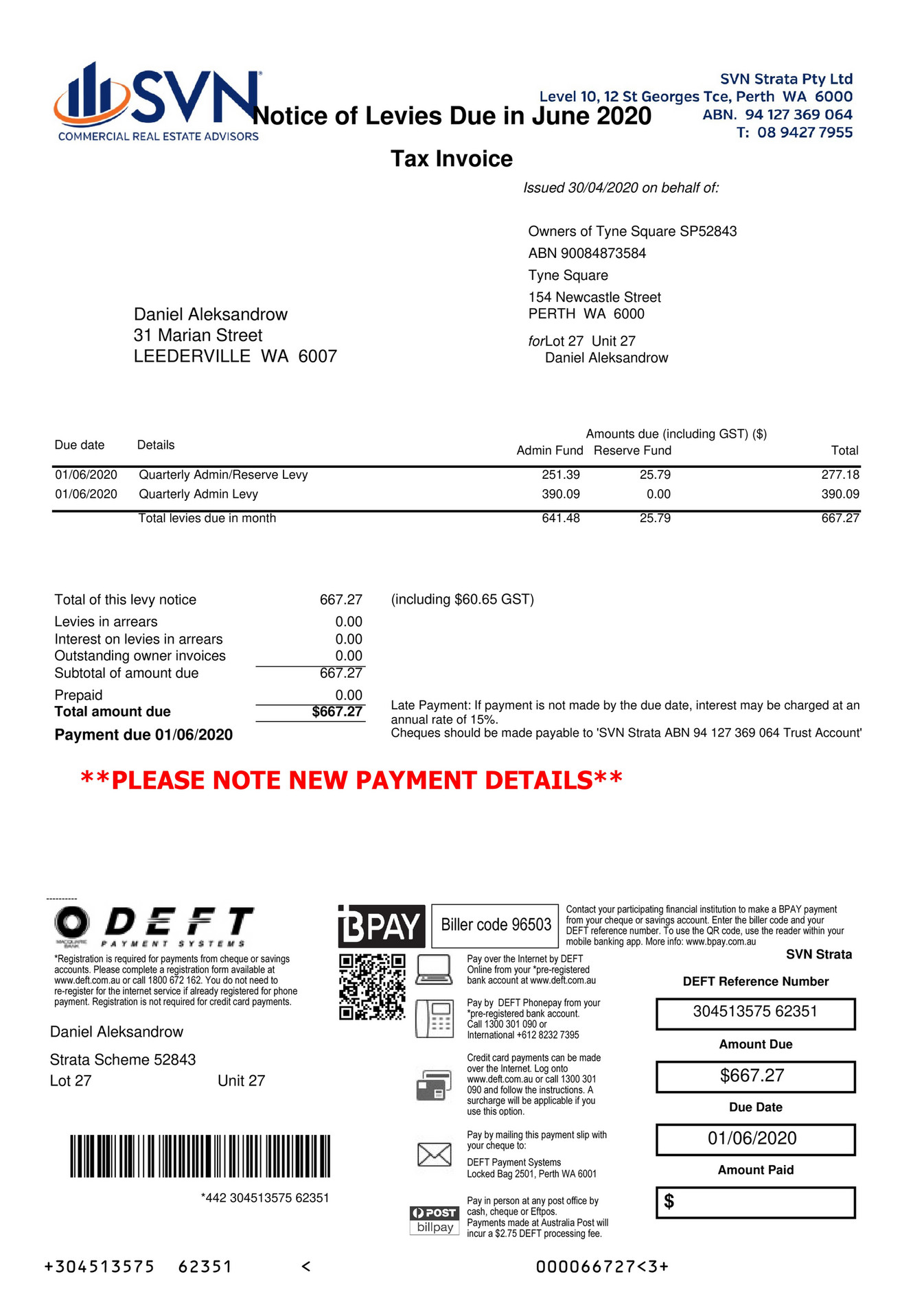 TeamIaconi - Strata levy invoice 27/154 Newcastle St - Page 1 - Created ...